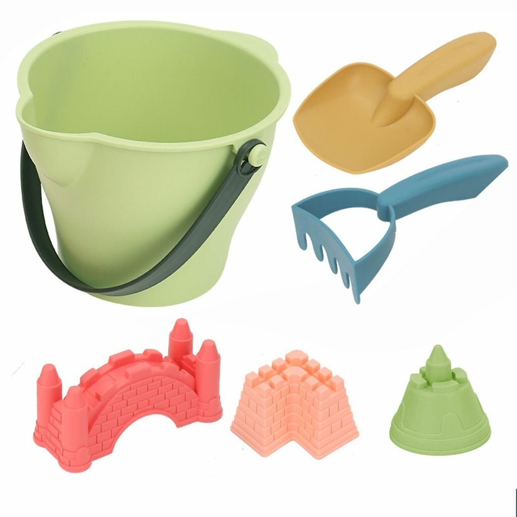 Игрушки для песочницы, Пластиковая игрушка для пляжа - набор с ведром с широким горлом - зеленое ведро 096, 1 комплект
