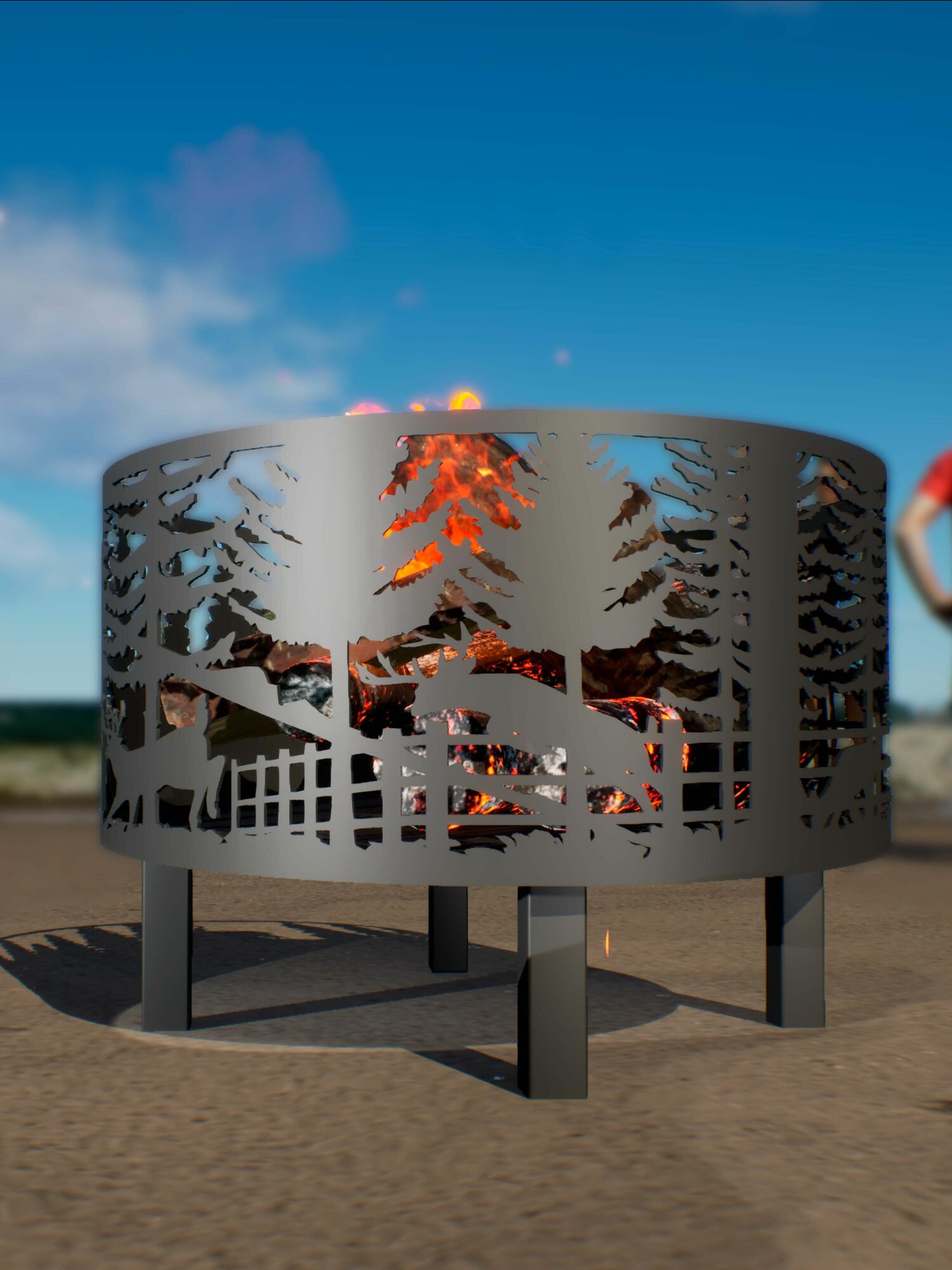 Костровая чаша Вольный олень 5в1(Решетка гриль+Сетка+Купол искрогаситель+Крышка) 60 см 0,3 см