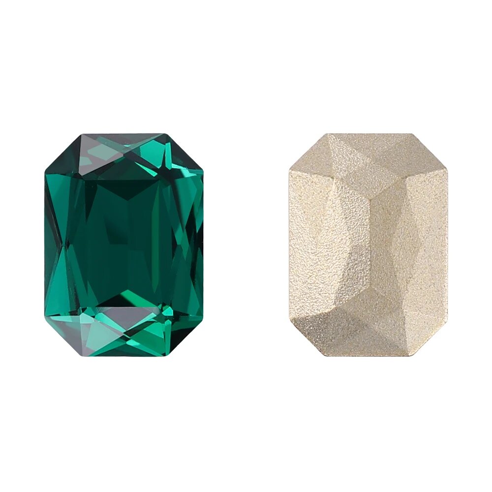 Стразы стеклянные К9 изумрудные 10x14mm, восьмиугольные
