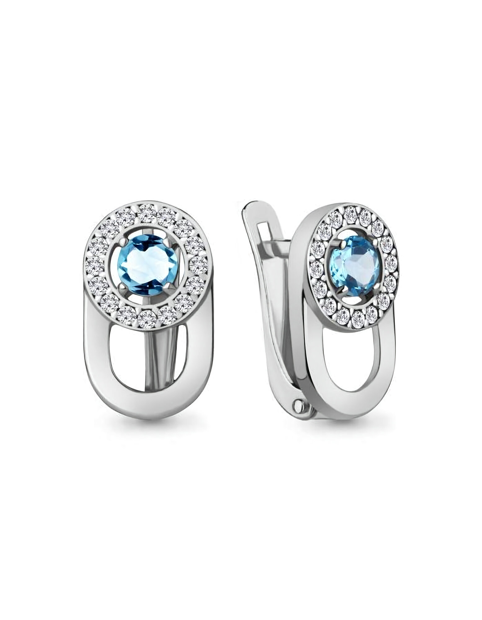 Серьги пусеты, серебро, 925 проба, родирование, топаз