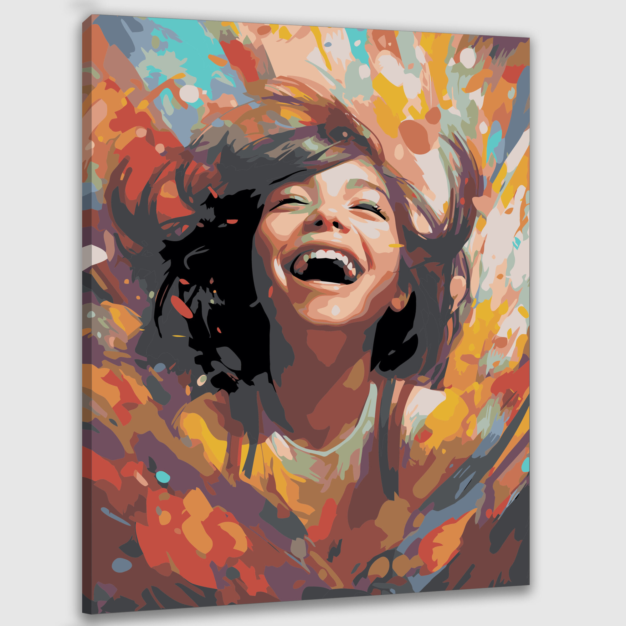 Картина по номерам 40x50 см, цифровое произведение иск, молодая девушка, улыбка, лицо, красочная палитра эмоций