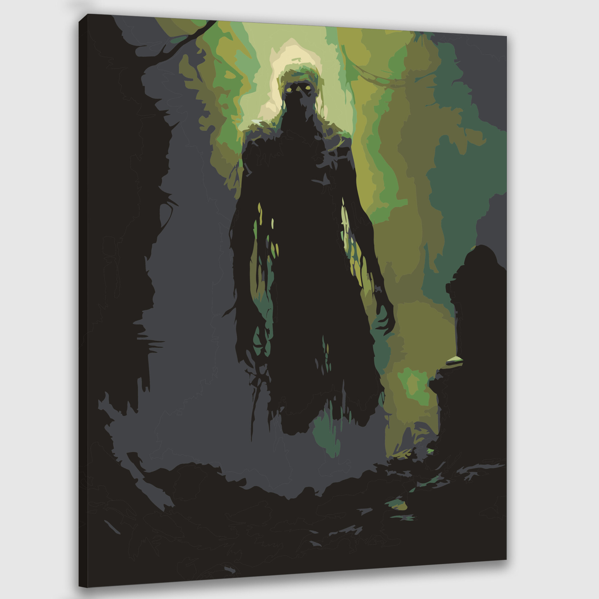 Картина по номерам 40x50 см, зомби, туманное кладбище, разлагающаяся плоть, разорванная одежда, кровь, разинутый рот