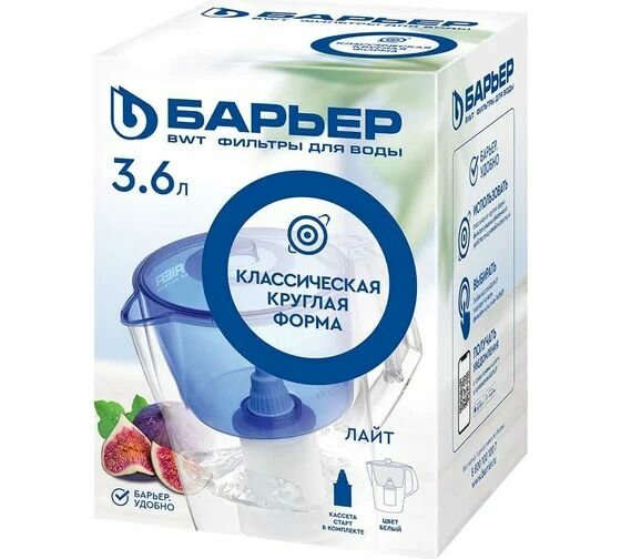 Фильтр-кувшин для очистки воды барьер Лайт 3,6 л, цвет белый