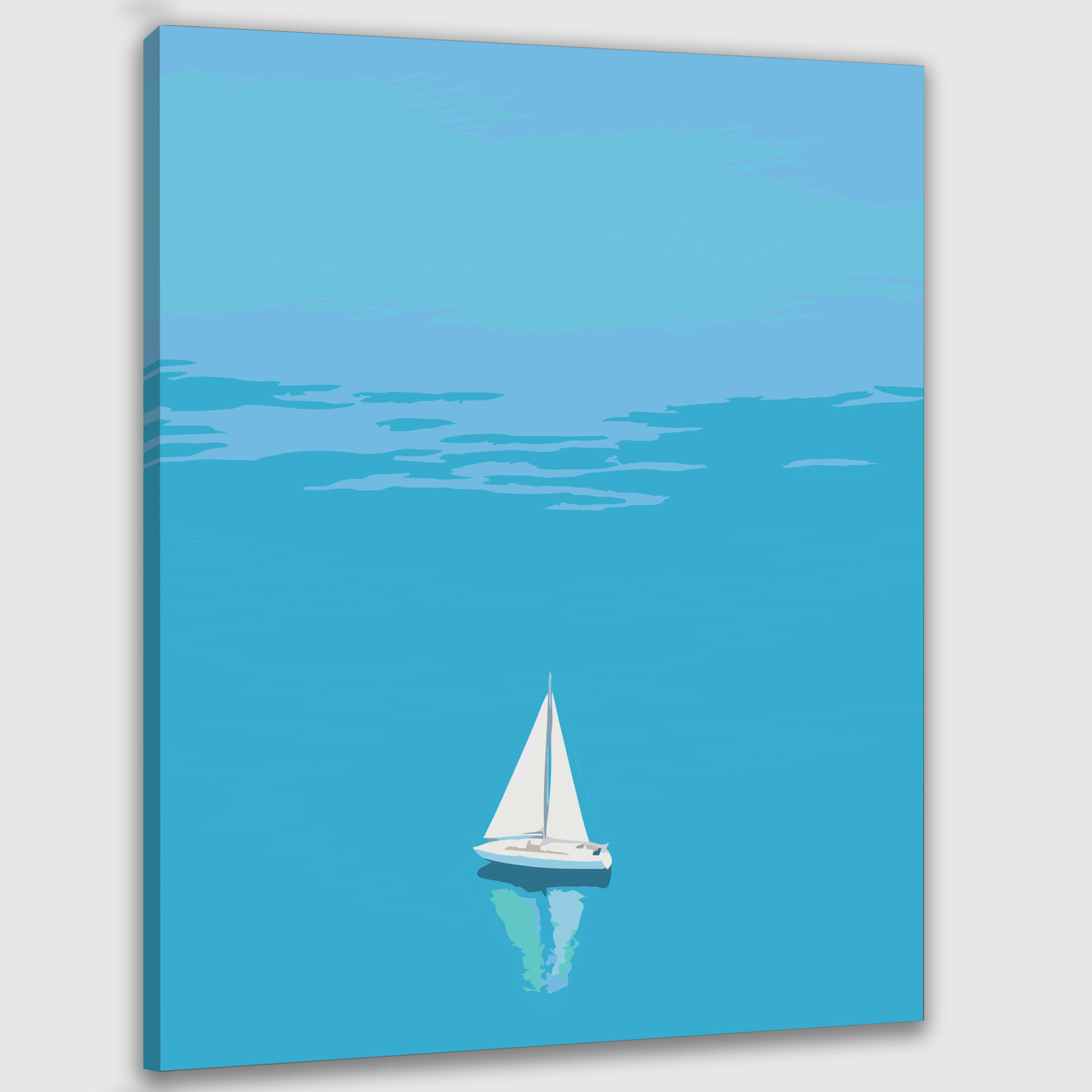 Картина по номерам 40x50 см, аэрофотоснимок, океан, парусная лодка, воды, свобода, спокойствие, бескрайние просторы