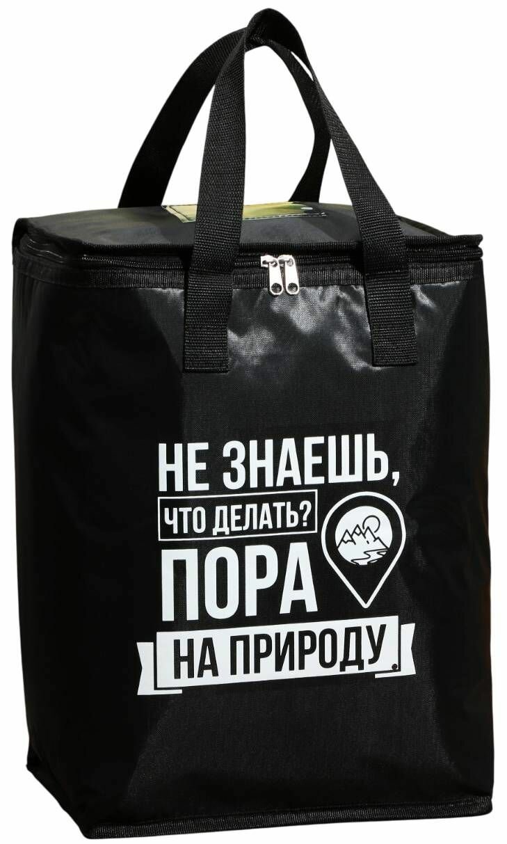 Термосумка "Пора на природу" для еды, ланч боксов, обедов, дорожная сумка холодильник на молнии для пикника и рыбалки, 25 л