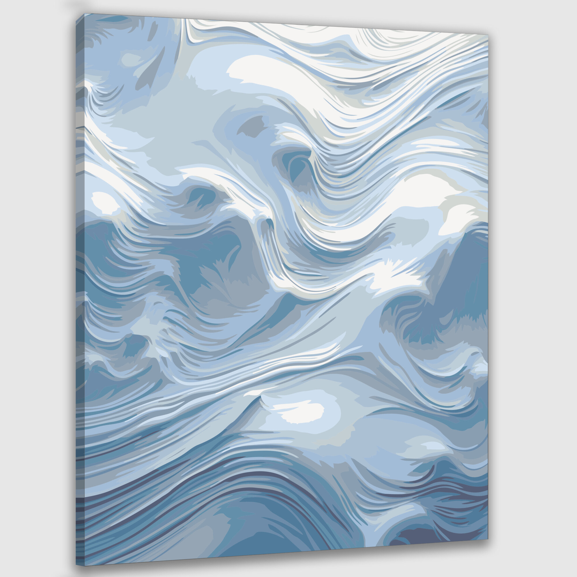 Картина по номерам 40x50 см, зимняя страна чудес, замерзшее озеро, сугробы, ветер, узоры, текстуры, гладкая поверхность