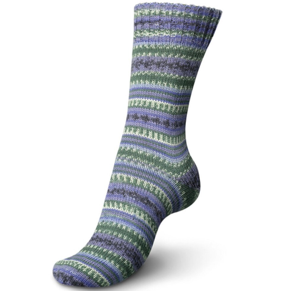 Design Line /Дизайн Лайн/ пряжа Regia, 4 нитки, MEZ, 9801270 (03658, Design Line by Arne Carlos, winter night color (зимняя ночь), зеленый/фиолетовый)