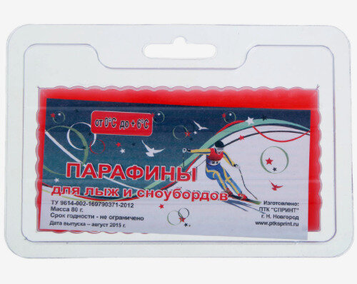 Парафин для лыж / красный / от 0 до +6 / 80 г