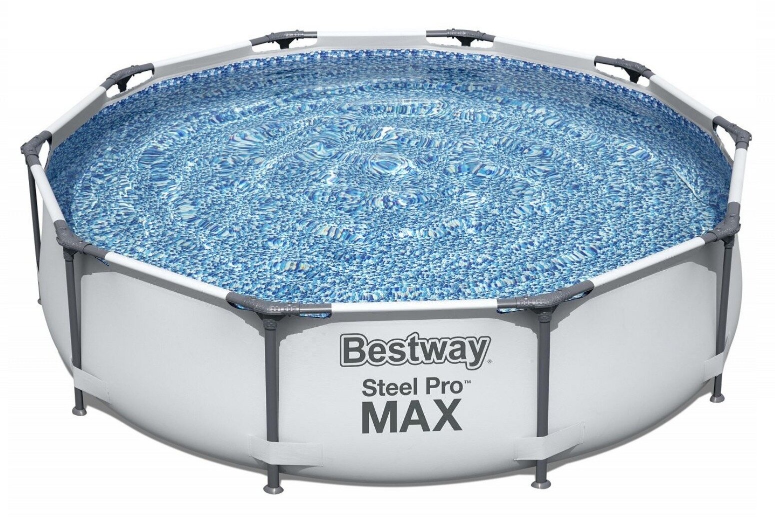 Бассейн каркасный Bestway / Бествей Steel Pro Max круглый, из ПВХ и металла, светло-серый, 305х76см, 4678л / дом и сад