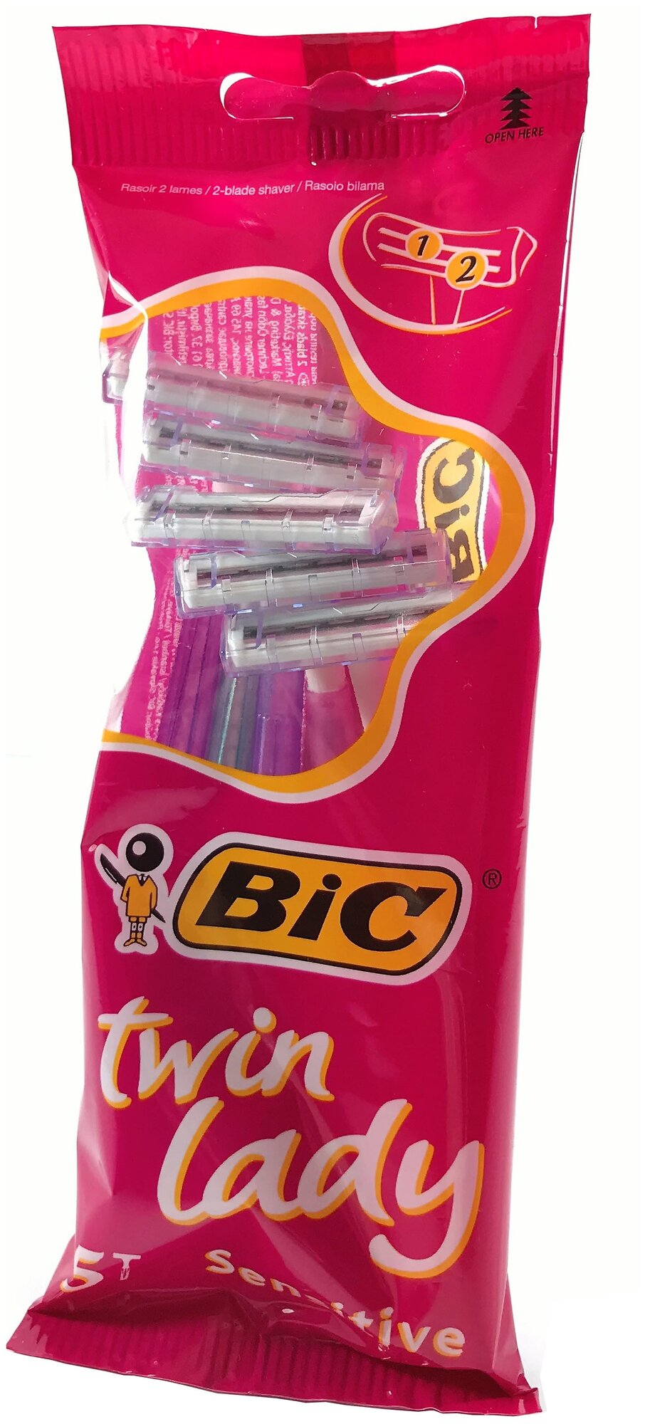 Бритвы одноразовые для женщин BIC "Twin lady" с двумя лезвиями, 5 штук