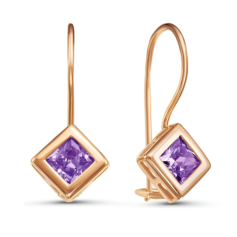Серьги, красное золото, 585 проба, фианит