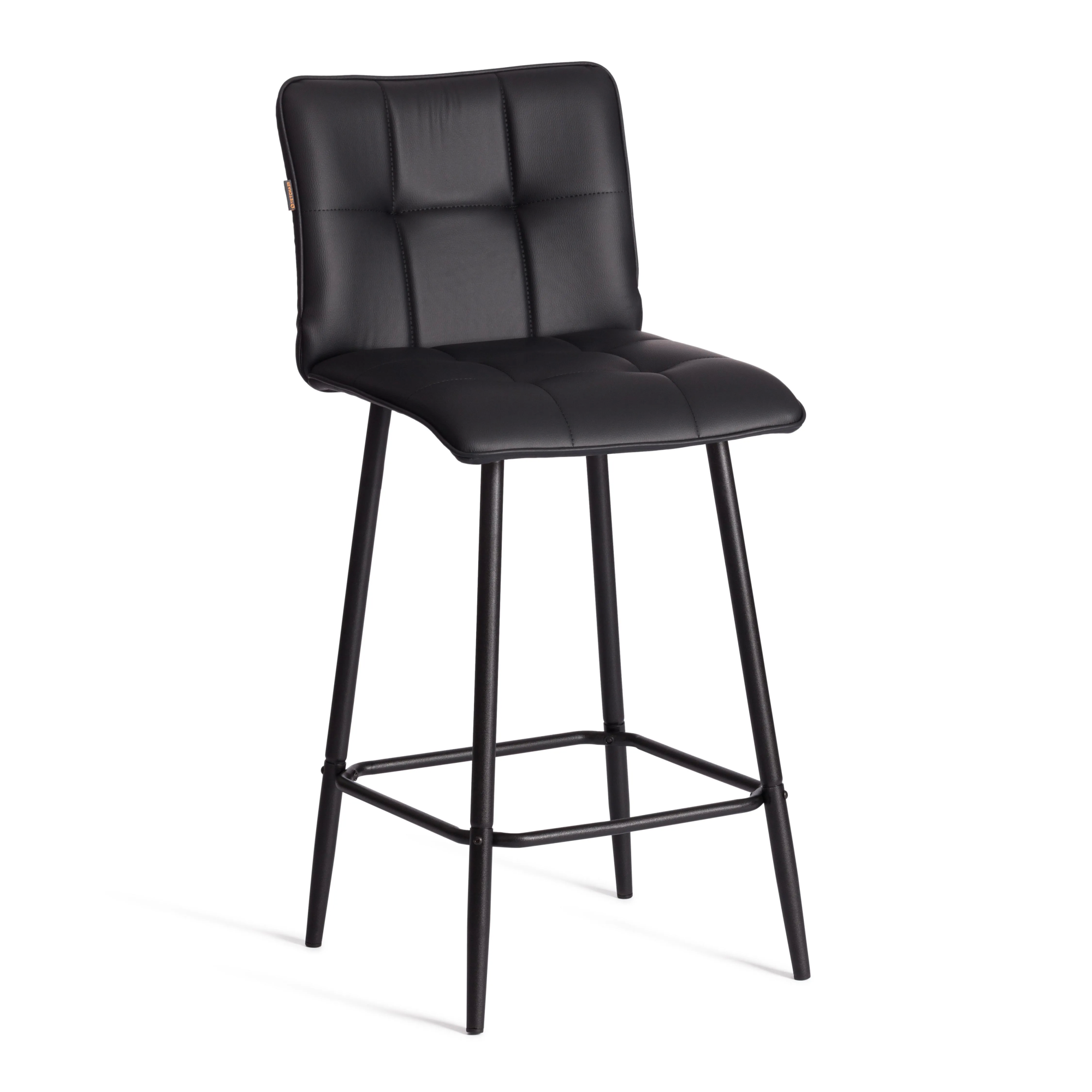 Полубарный стул Бари Tetchair черный, экокожа и металл, мягкое сиденье, без подлокотников