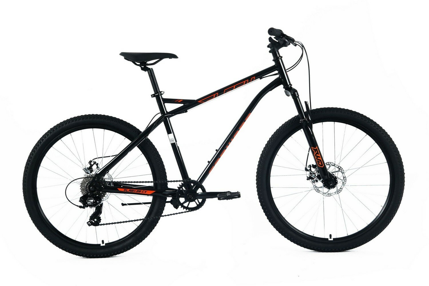 Велосипед FORWARD Flash CX 8ск. 26" 2025 (требует финальной сборки), Цвет черный-оранжевый, Размер 19"
