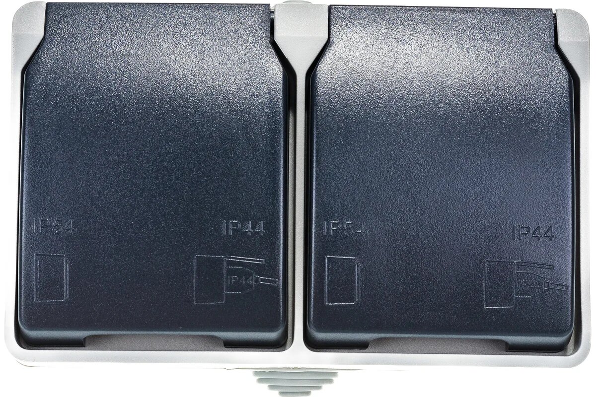 IEK Розетка 2-м ОП Форс с заземлением и крышкой IP54 ERS22-K03-16-54-DC настенная