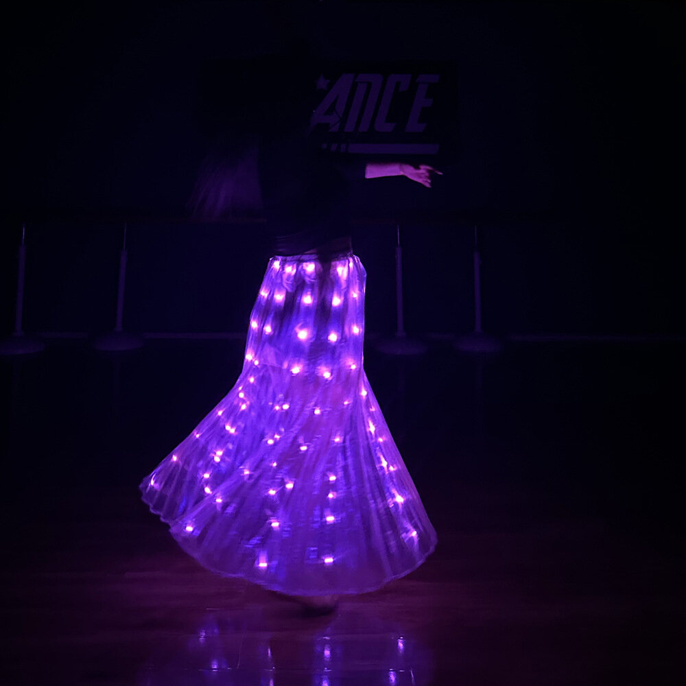 Юбка для танца живота, светящаяся, перезаряжаемая, белая, розовая, красная