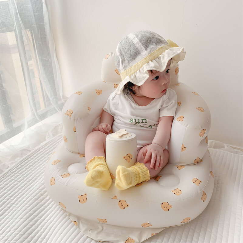 Стульчик детский Maksi Kids "Мишки", надувной, бежевый, для купания и кормления