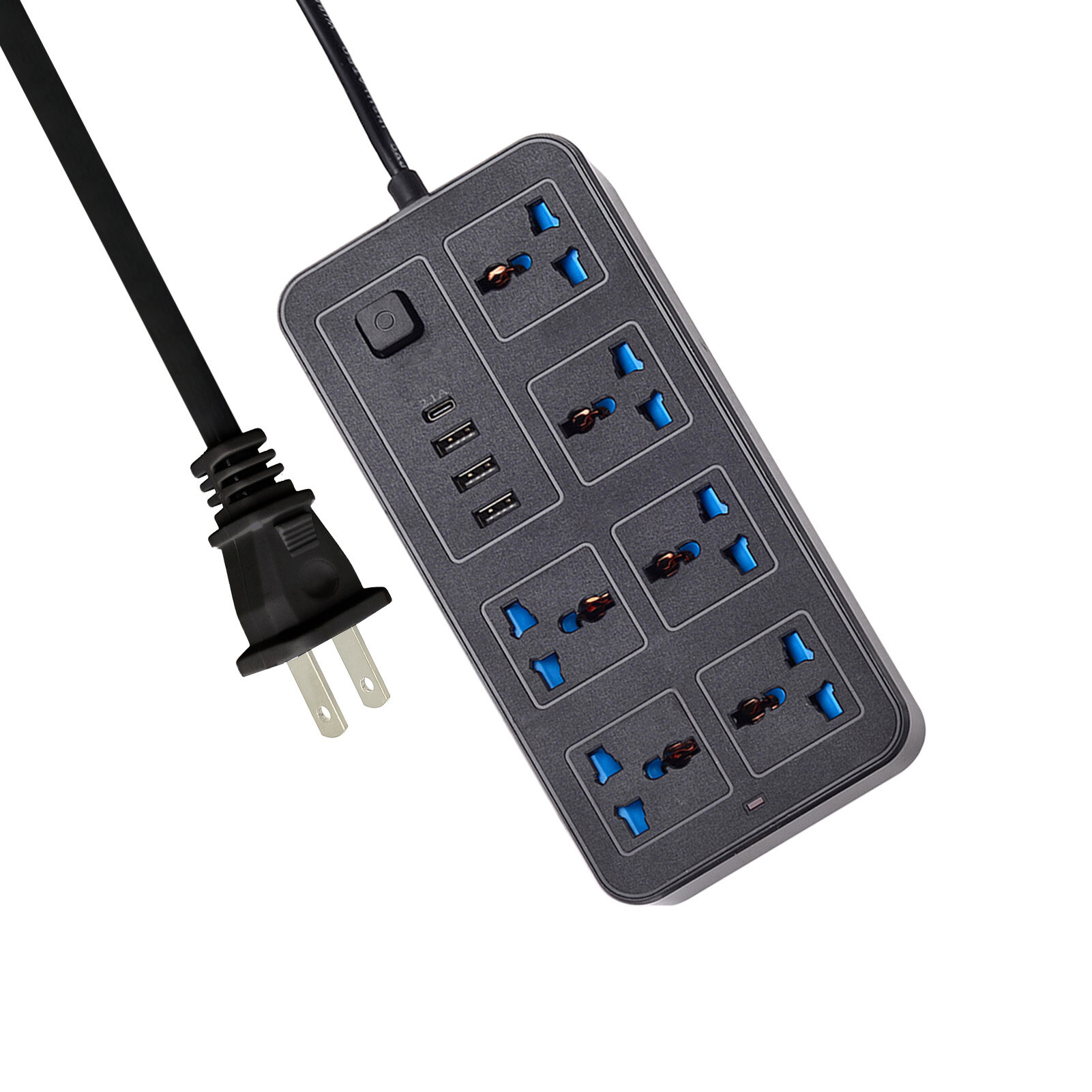 Сетевой фильтр с 6 розетками, 3 USB, 1 TypeC и кабелем 1.8 м