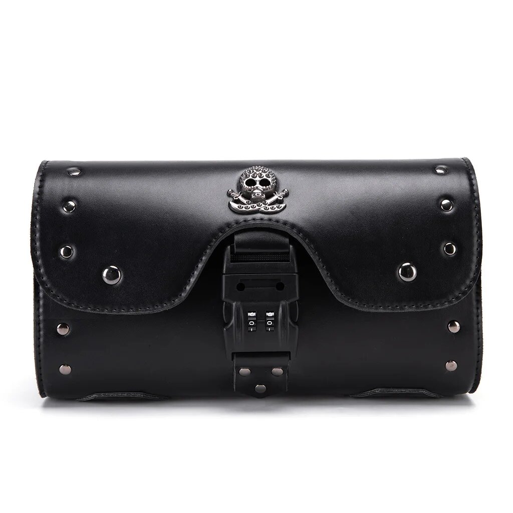 2025 новейшая универсальная мотоциклетная седельная сумка на передний руль для Harley Honda Kawasaki Tools Essential, водонепроницаемая искусственная кожа A black