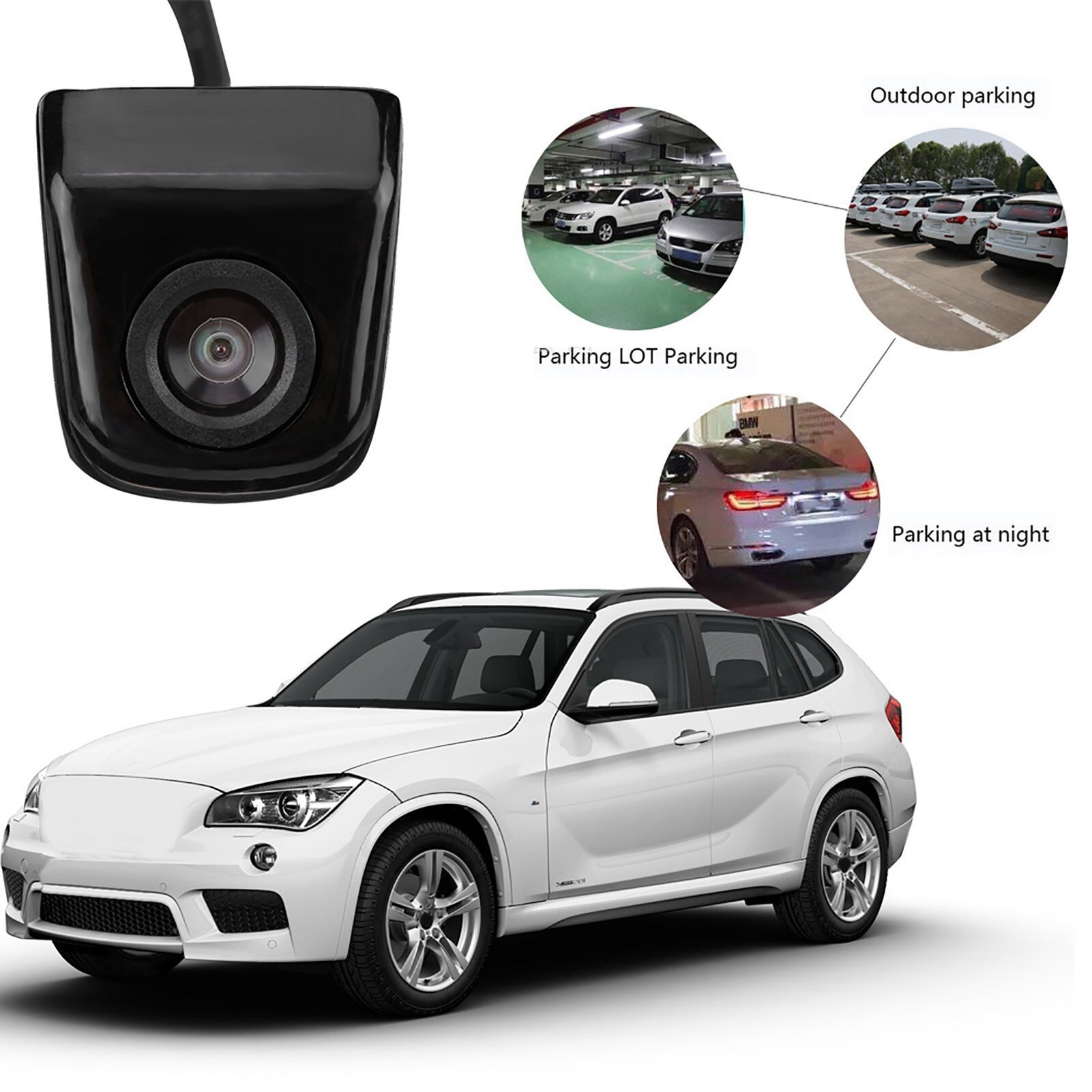 Камера заднего вида для автомобиля CCD Backup Parking Waterproof черного цвета, IP67, 720p, 420 TVL, 170 градусов, 1/4 дюйм CMOS, NTSC/PAL, 12V, кабель TV 6м, кабель питания 59см, пластик + металл, размер 3.3*2.9*1см