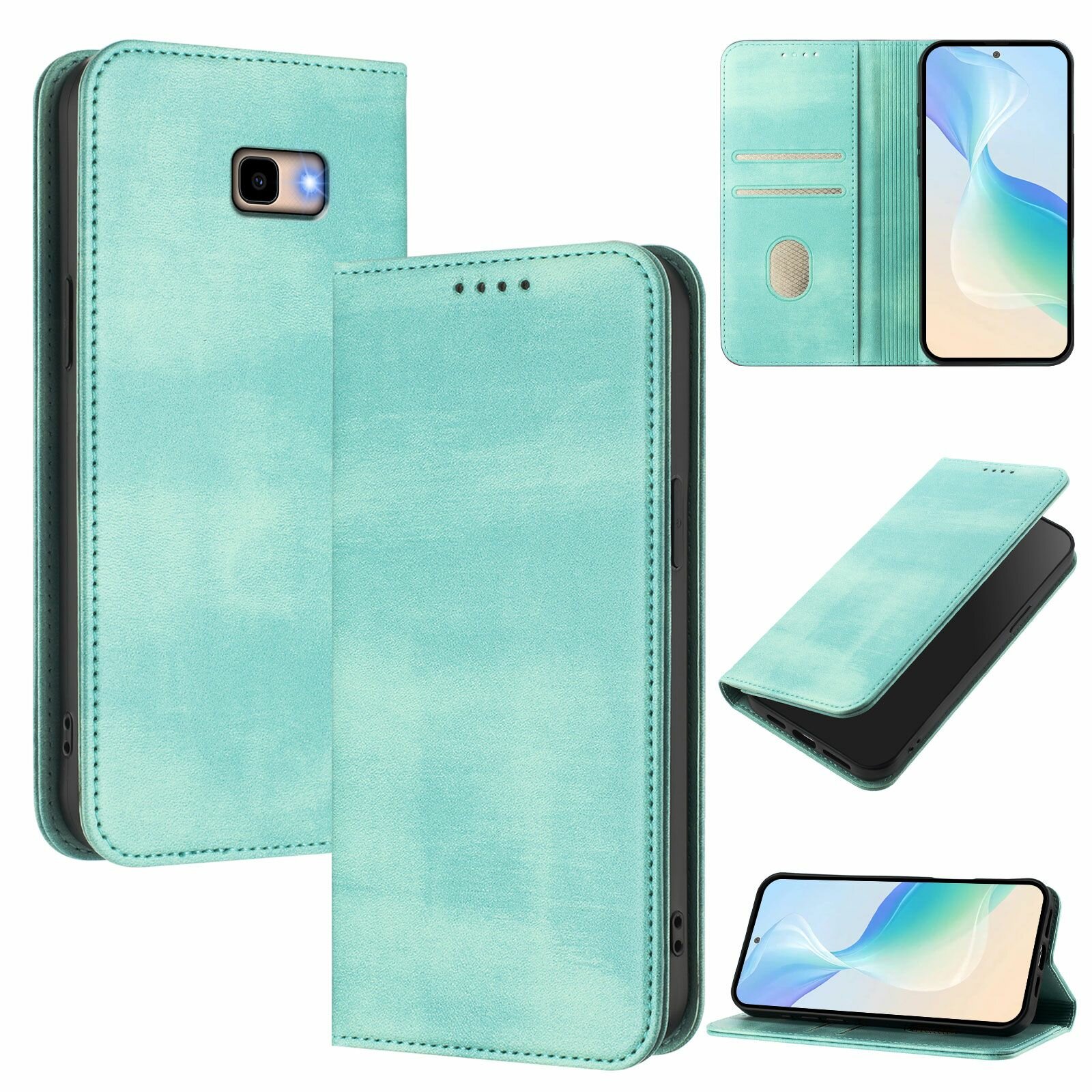 Кожаный чехол-книжка для Samsung Galaxy J4 Plus / J4+ ( Самсунг галакси J4 плюс, J4+) с отделениями для карт и кошельком, Функция блокировки RFID