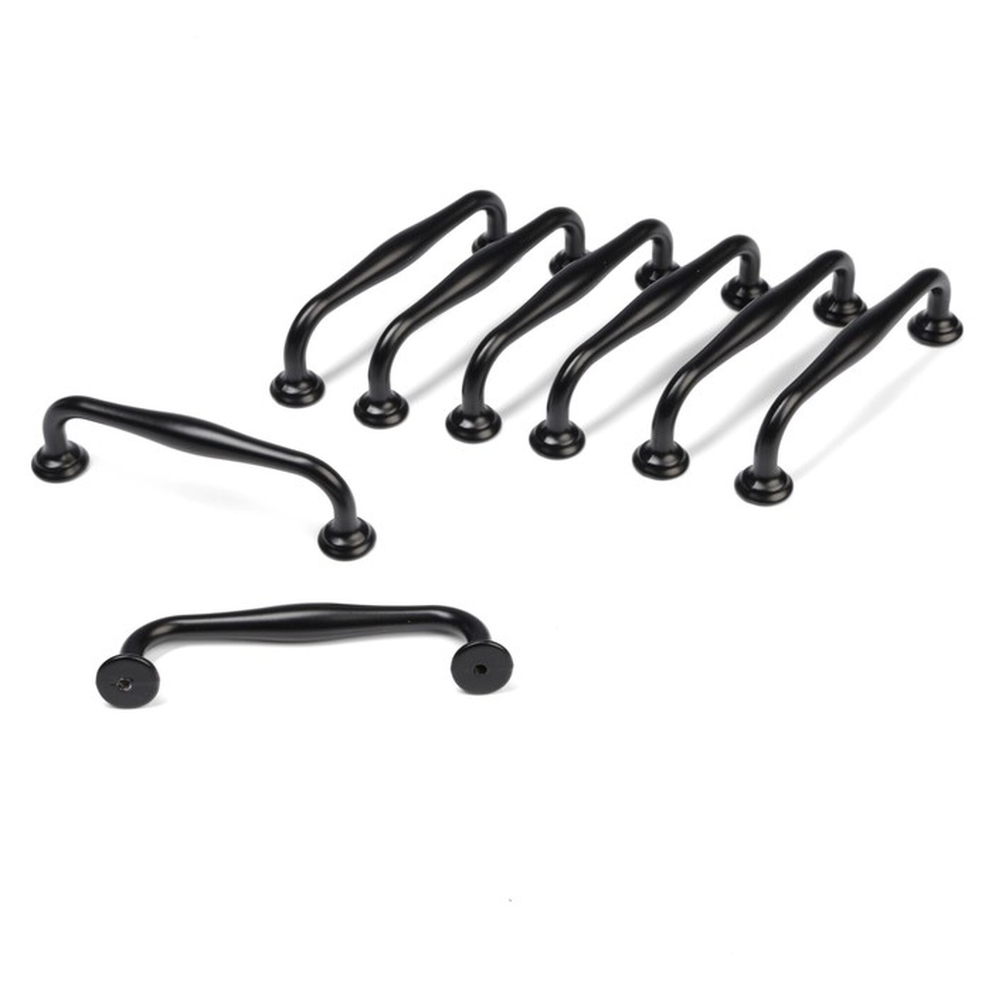 Ручка-скоба Тундра WAVE PC173BL, металл, 8 штук, установочный размер 96мм, чёрная