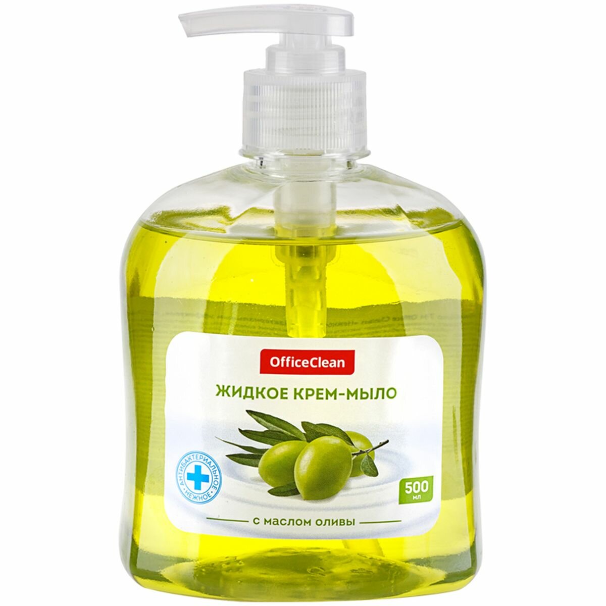Мыло-крем жидкое OfficeClean "Нежное", антибактериальное, с маслом оливы, с дозатором, 500мл (281354)