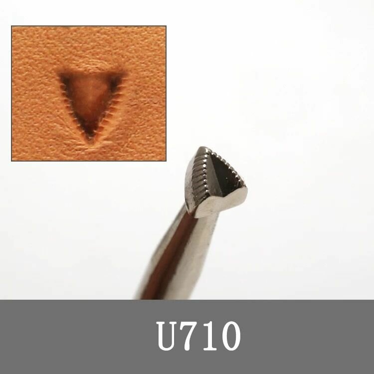 Штамп для тиснения кожи, рифлёная ручка, сталь, 105 мм, клише.