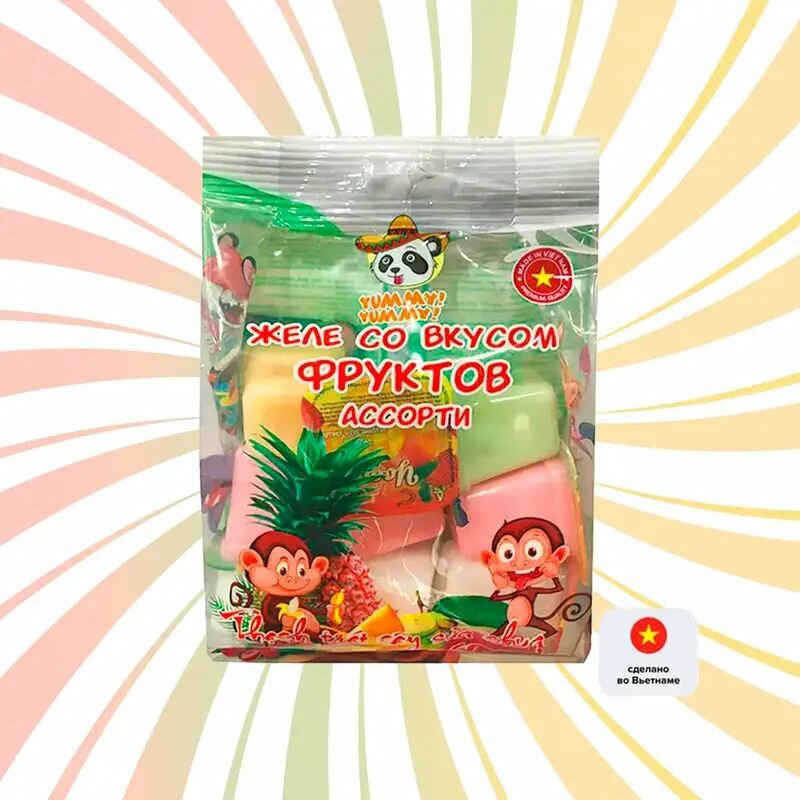 Желе со вкусом фруктов, ассорти из вкусных десертов, каждое желе в индивидуальной упаковке, 360 г.