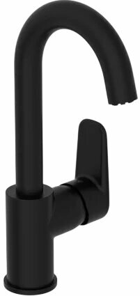 Смеситель для раковины VitrA Flow Soft A4316036EXP черный, матовый, кран для ванной в раковину, из латуни, рычажный, с поворотным изливом, с керамическим картриджем, с функцией экономии расхода