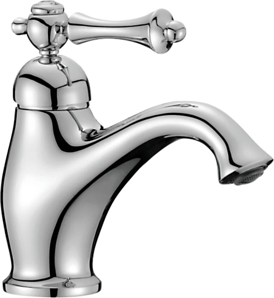 Смеситель Rose R0101 хром, глянцевый, кран для ванной в раковину, из латуни, рычажный, с керамическим картриджем, с функцией экономии расхода