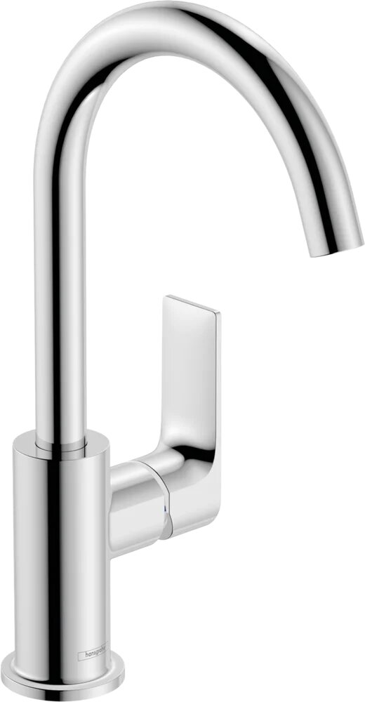 Смеситель для раковины Hansgrohe Rebris E 72576000 хром, глянцевый, кран для ванной в раковину, из латуни, рычажный, с поворотным изливом, с керамическим картриджем, с донным клапаном