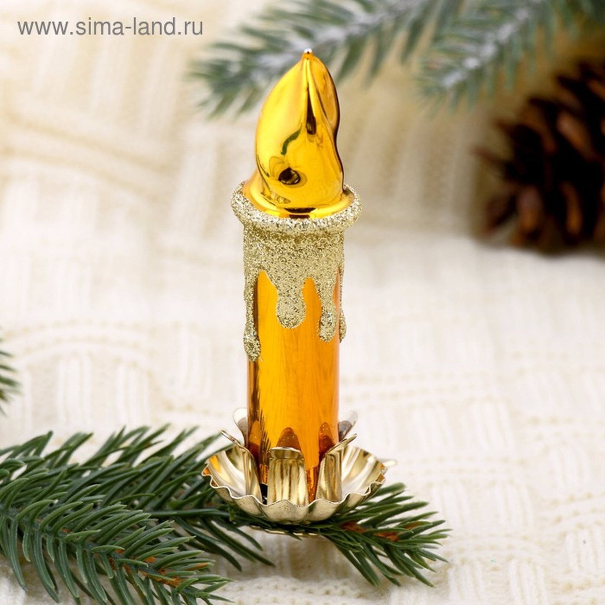 Ёлочная игрушка Елочка "Свеча", стекло, крепление-прищепка, 8,7см, микс цветов