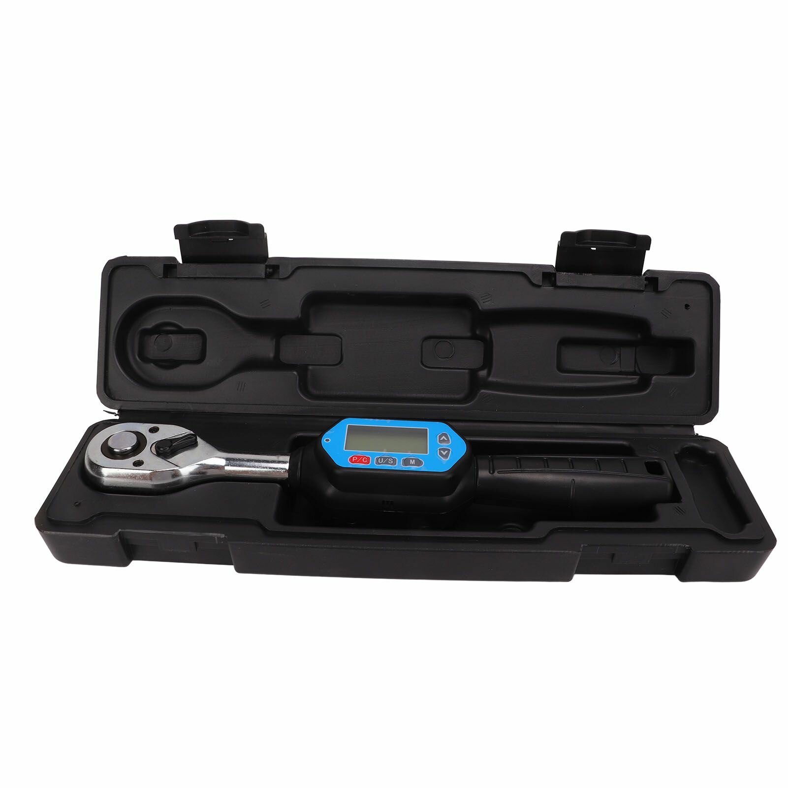 Торсионный ключ 1/2 дюйма с цифровым дисплеем, звуковая и световая сигнализация, 100Н м, 72 зубца, комплект с боксовым хранением