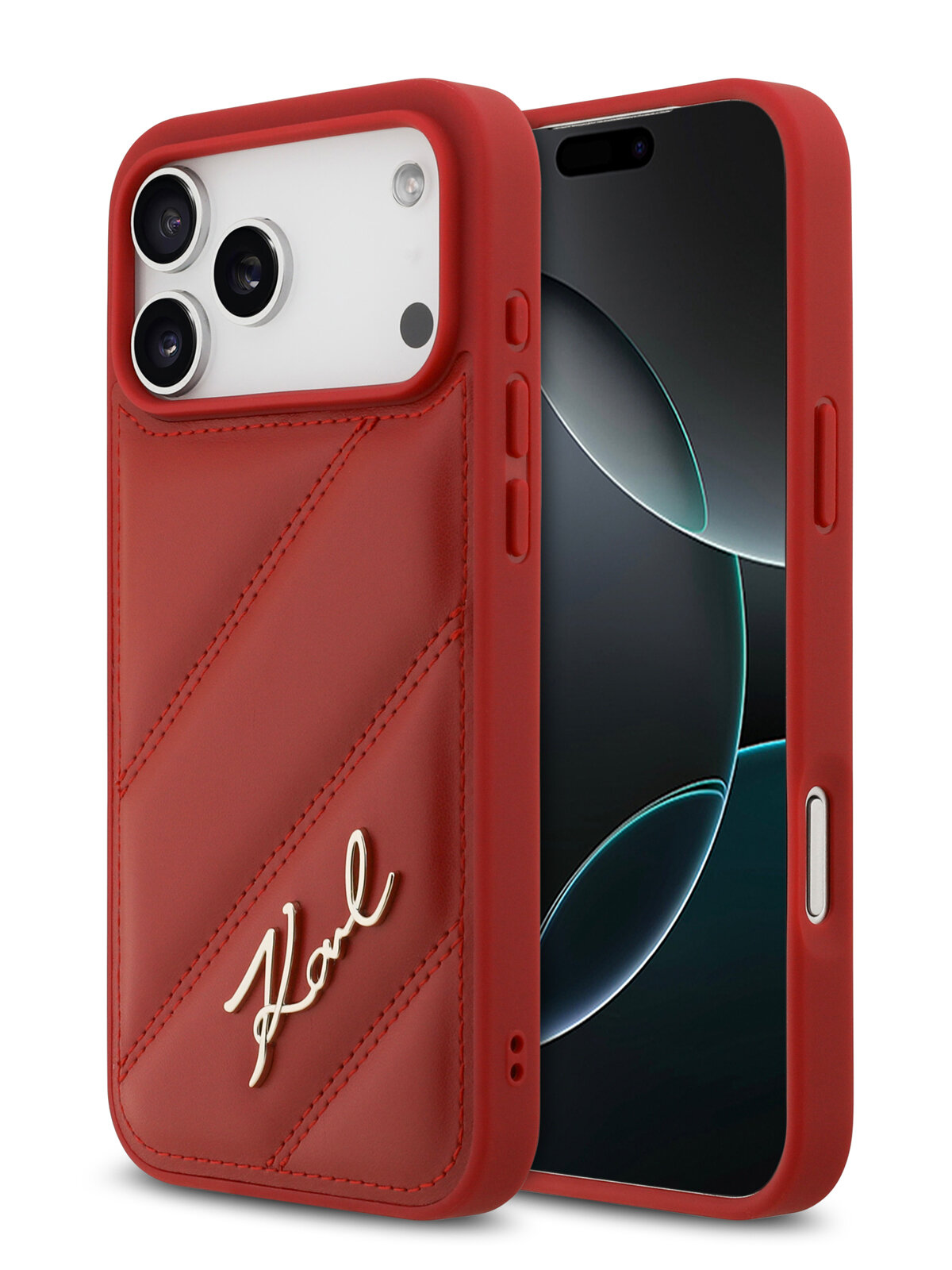 Чехол Karl Lagerfeld на iPhone 17 Pro Max, из зернистой экокожи Quilted, красный