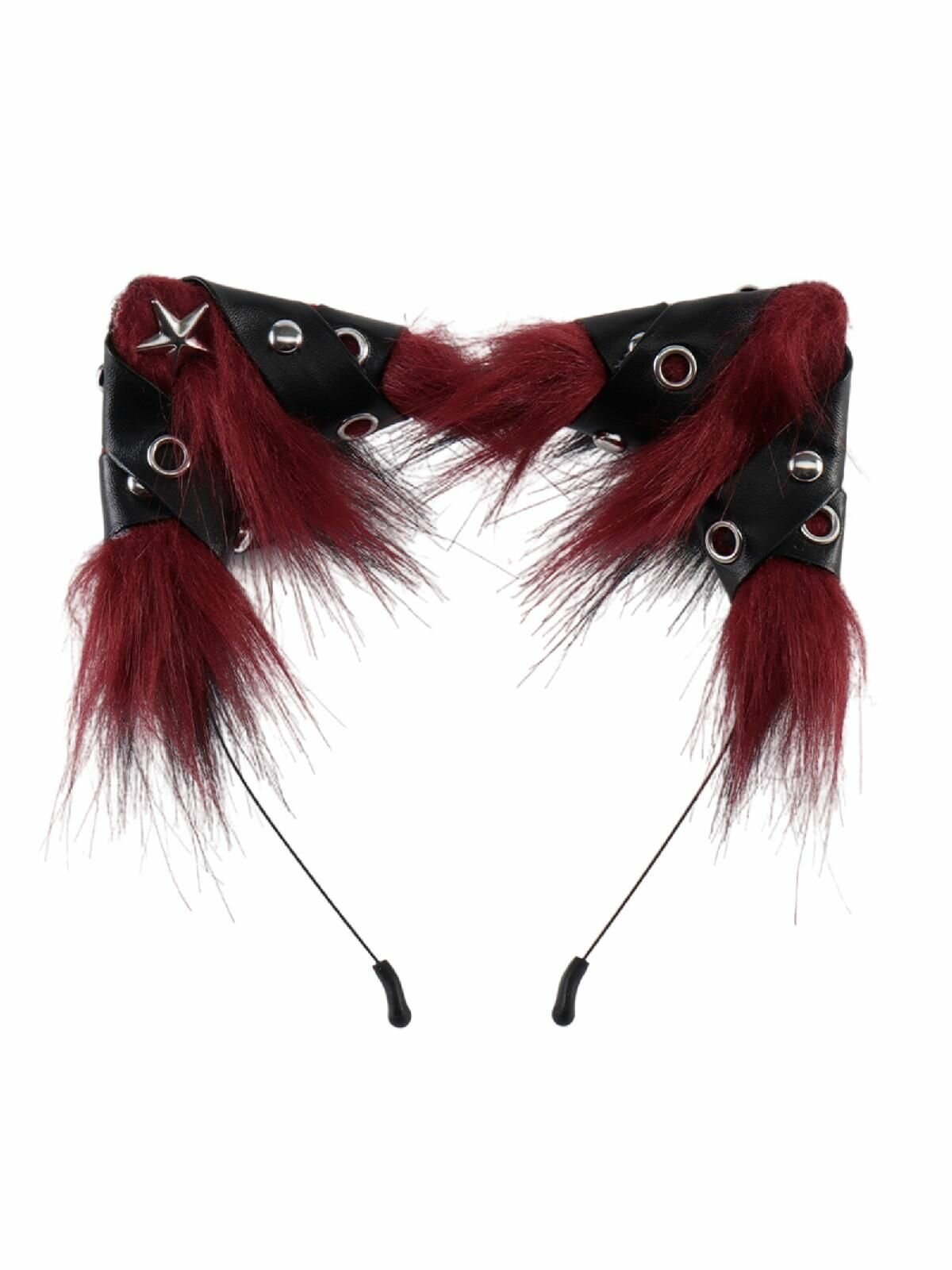 Ободок с ушками волка, лис и кошек для косплея на Хэллоуин, Красный и черный