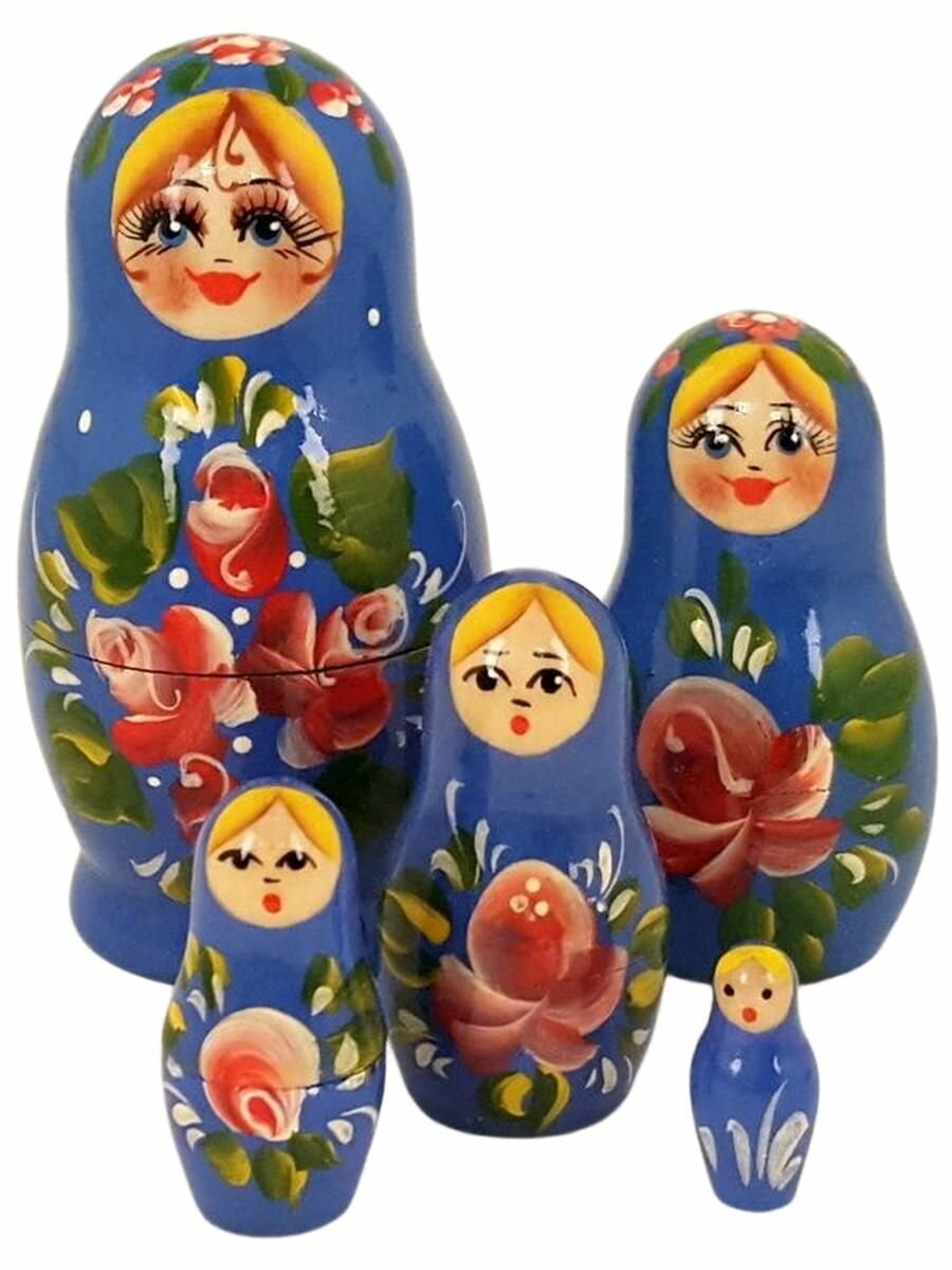 Матрешка авторская 5 предметов (523), Вятская матрешка, ручная авторская работа