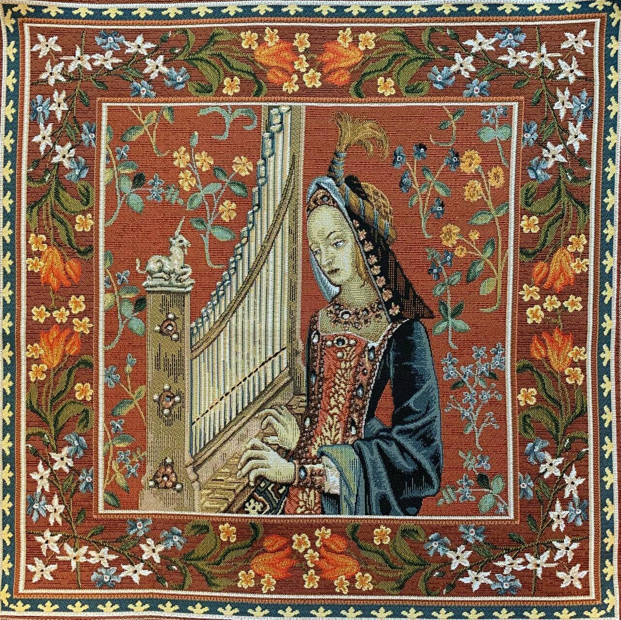 Гобелен, средневековый гобелен без рамы 45х45 см / "Гармония духа"