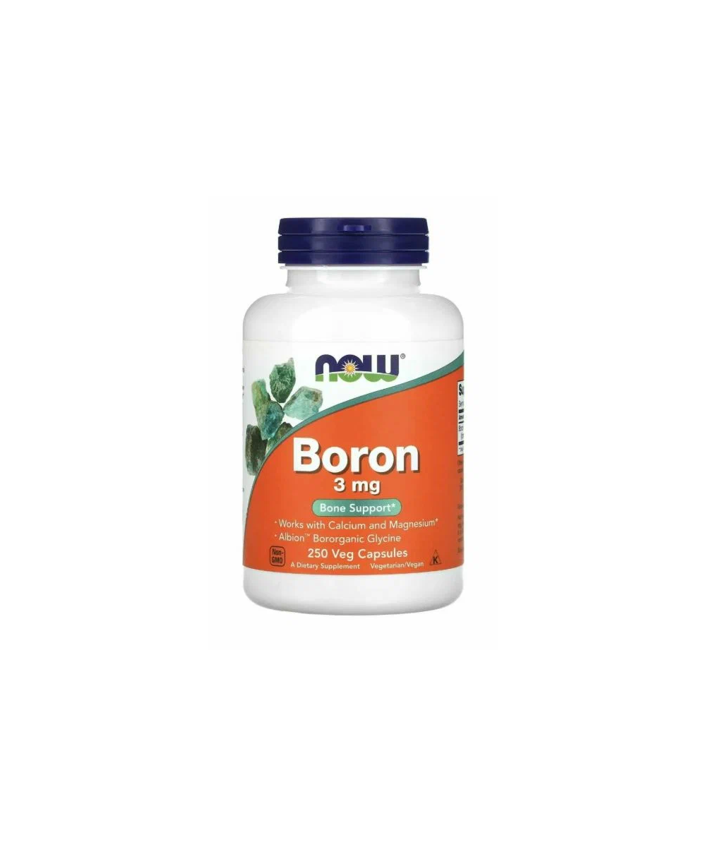 НАУ фудс Бор 3 мг, Now foods Boron 3 mg 250 веган капсул для костей