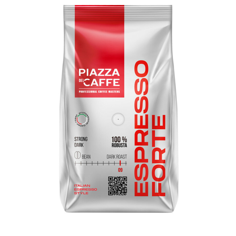Кофе в зернах Piazza del caffe "Espresso Forte", вакуумный пакет, 900г, 385468