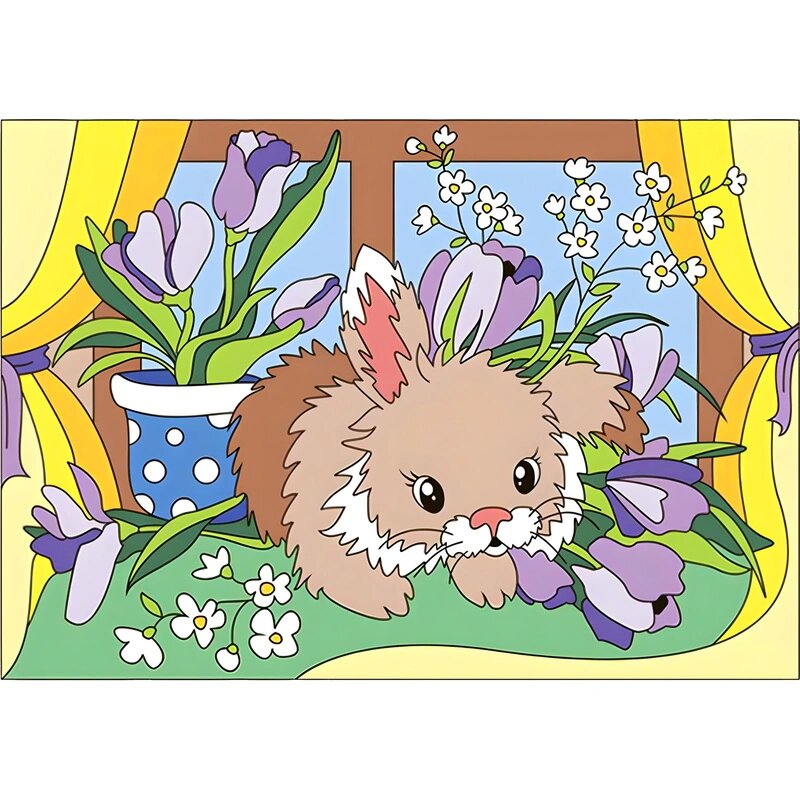 Картина по номерам Пушистый зайка, Ркн-033