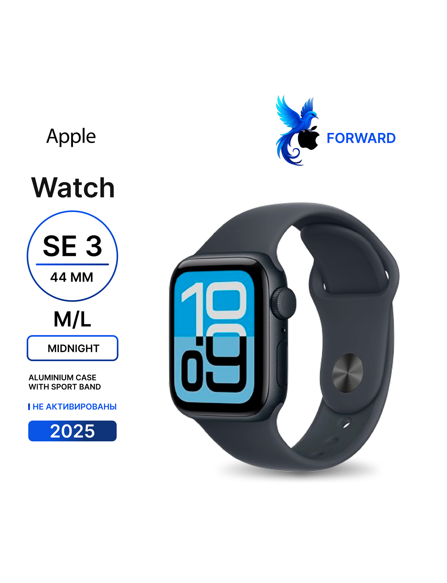 Часы Apple Watch SE 3 (2025), 44mm Aluminium Case with Sport Band Midnight M/L