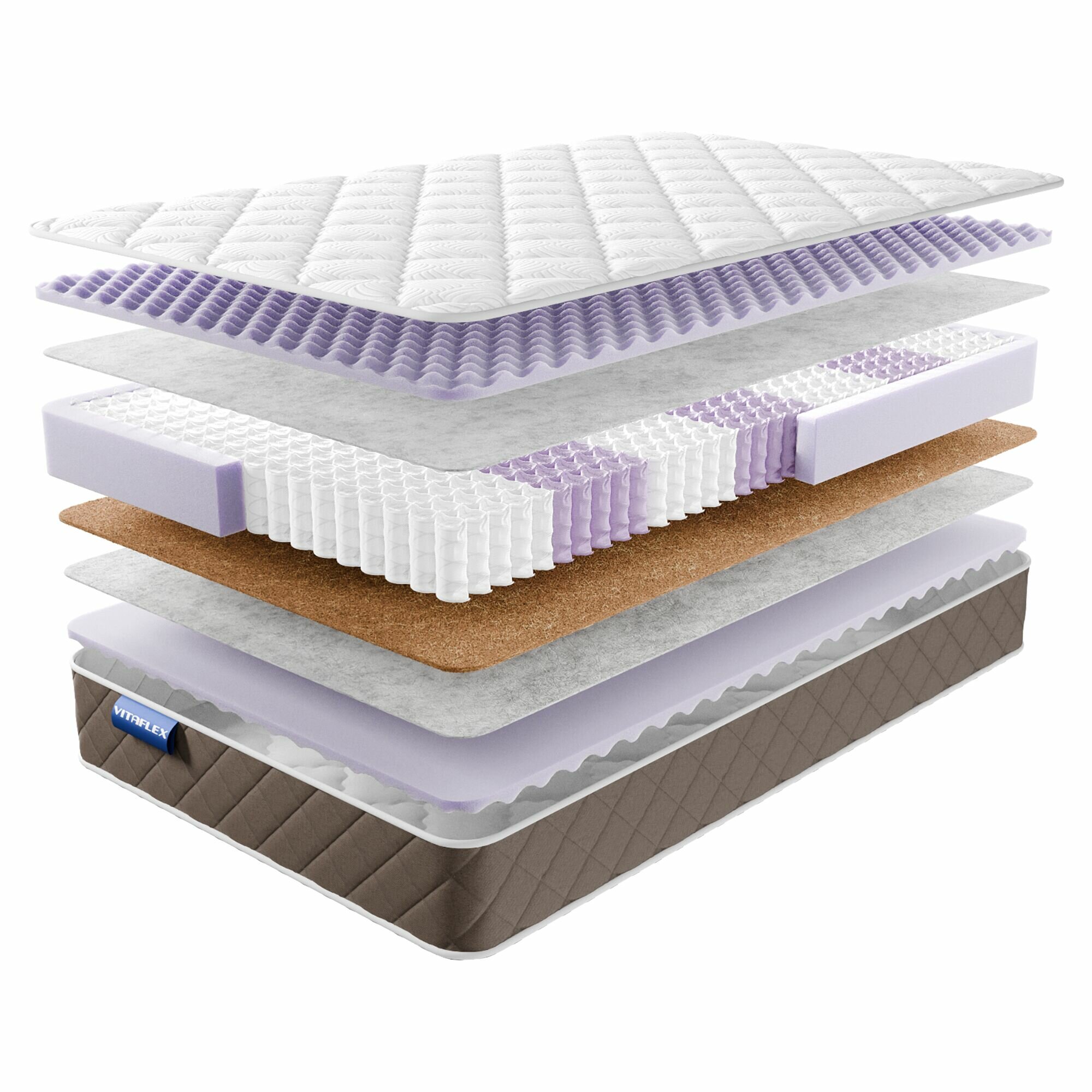 Матрас Vitaflex Premium Delta Wave 180х200 высота 22 см анатомический средней жесткости кокосовый Независимые пружины