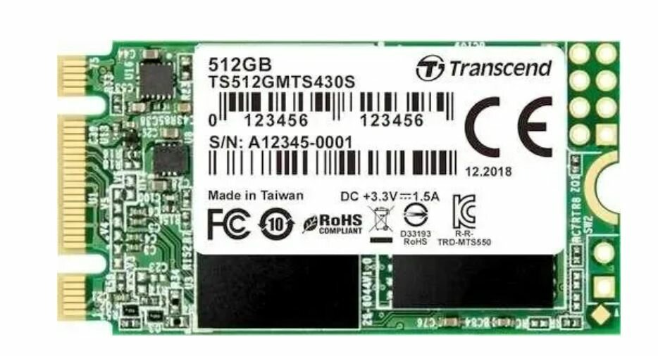 512 ГБ SSD M.2 накопитель Transcend 430S TS512GMTS430S(TS512GMTS430S) - SATA3 6.0 Гбит/с, чтение - 560 Мб/с, запись - 500 Мб/с, 3D NAND