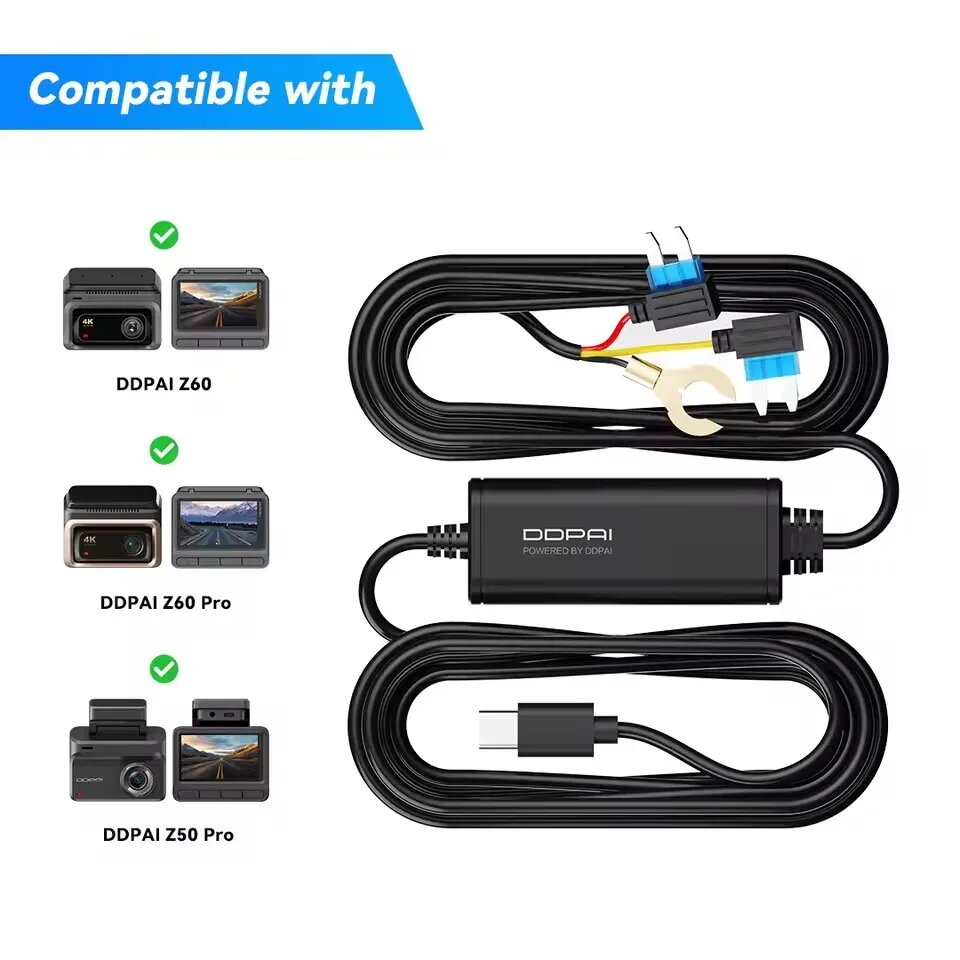 DDPAI Mini5 Z40 Z50 N3 Pro N1 Dual N5 Dual Z60 Z60 Pro Z50 Pro Автомобильный видеорегистратор Видеорегистратор Зеркальная камера Зарядный кабель 24H Монитор парковки, For Z60 Z60Pro