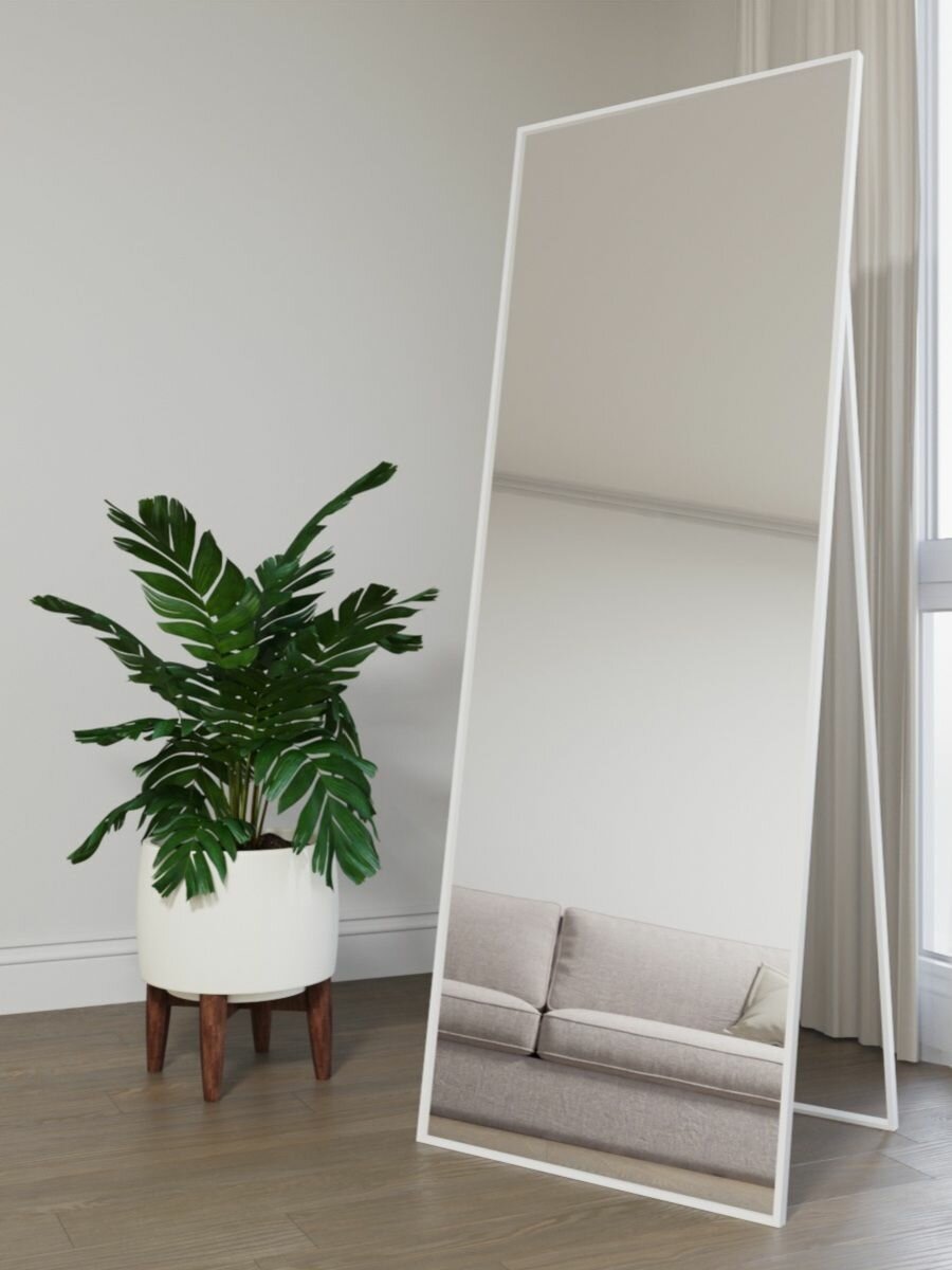 Зеркало настенное 170х60 см. BLX MIRROR интерьерное в алюминиевой раме напольное, Белое