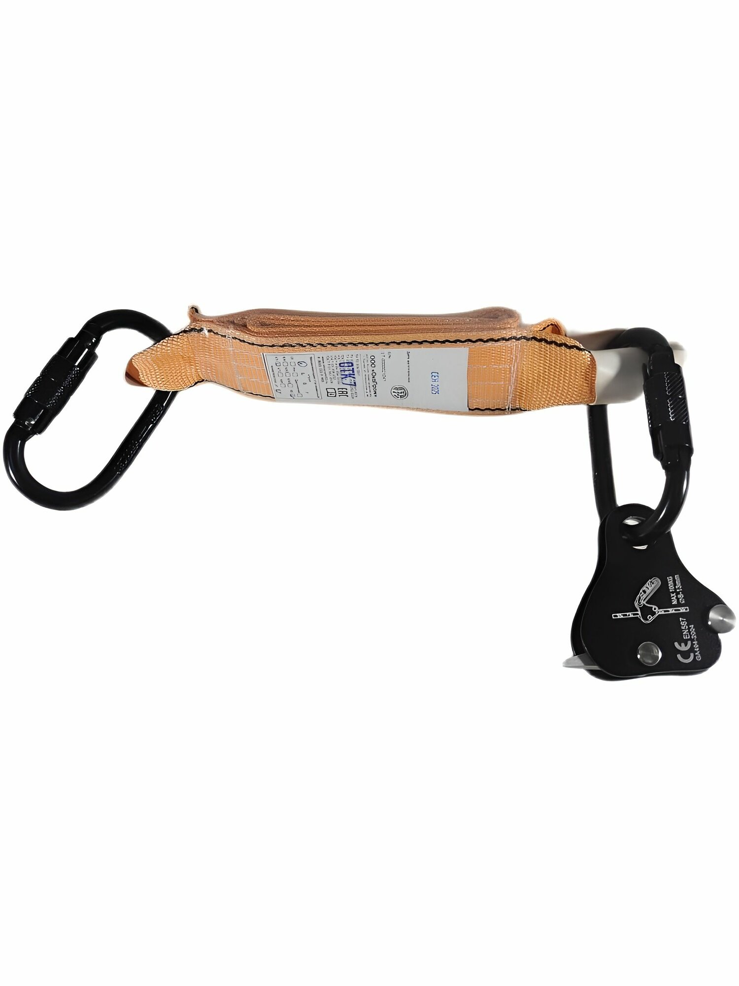 Амортизатор рывка с карабинами с байонетной муфтой и зажимом капля