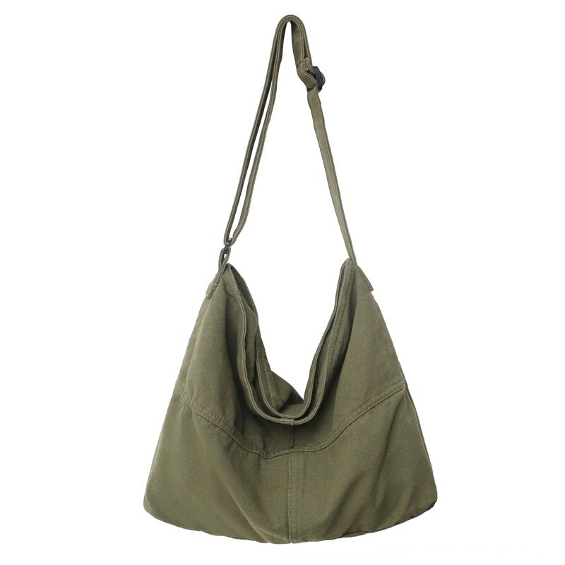 Sac messager en toile délavée pour femme, сумка-бандульер в японском стиле, сумка-бандульер в минималистичном дизайне единой моды, четыре-всего расторгнутого контракта большой емкости для шоппинга, школы, труда и повседневных путешествий.
