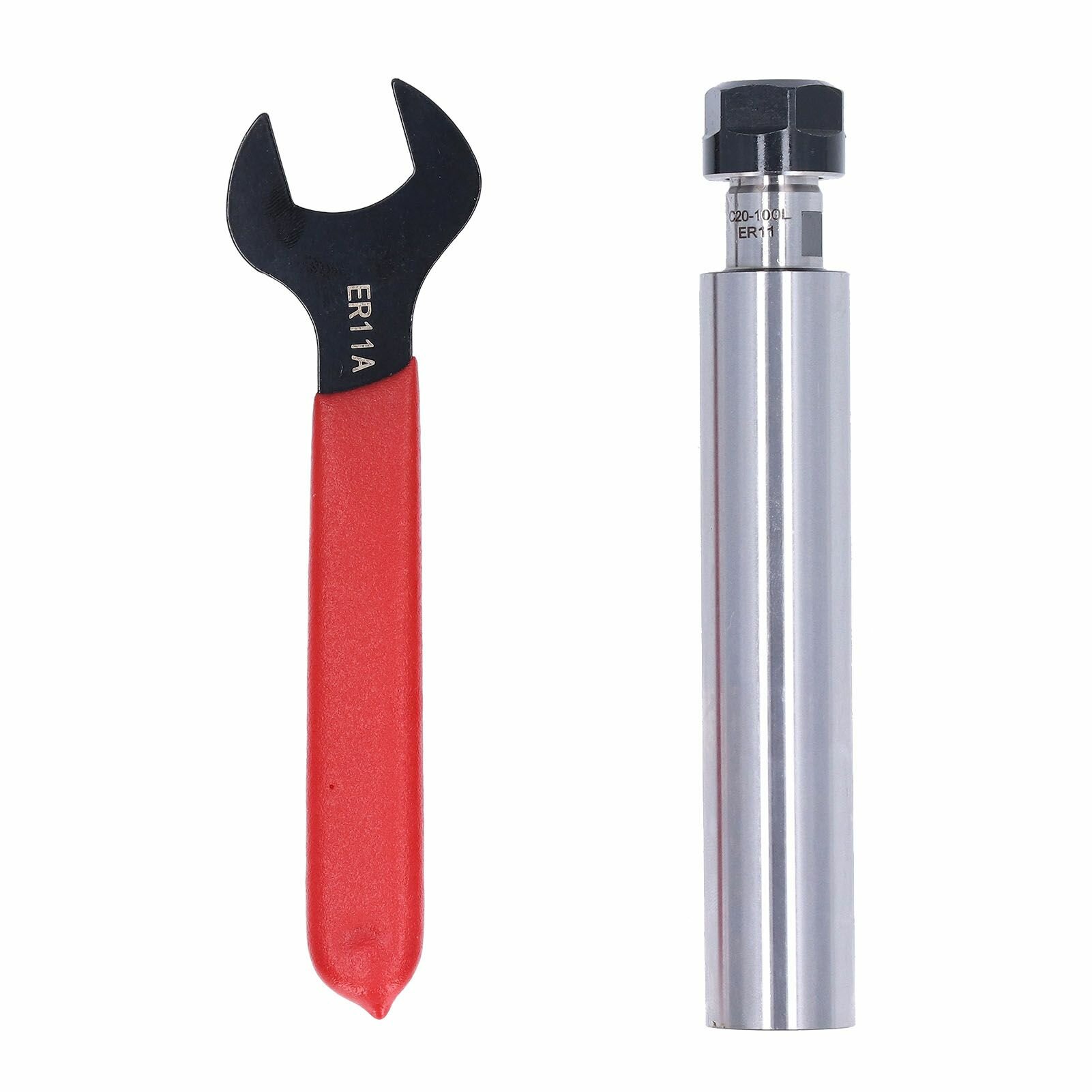 Шт, удлинитель цангового стержня для фрезерного станка, держатель C20, набор инструментов с прямым хвостовиком и гаечным ключомC20 ER11A 100L, длина хвостовика 100 мм