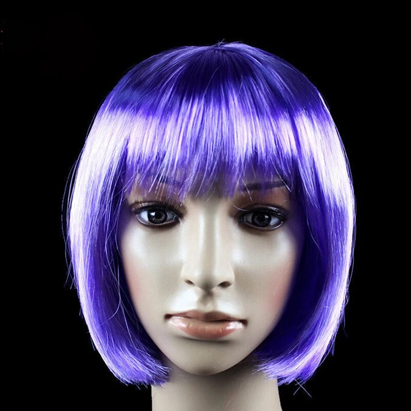 Цветной синтетический парик боб для косплея Фиолетовый, light purple