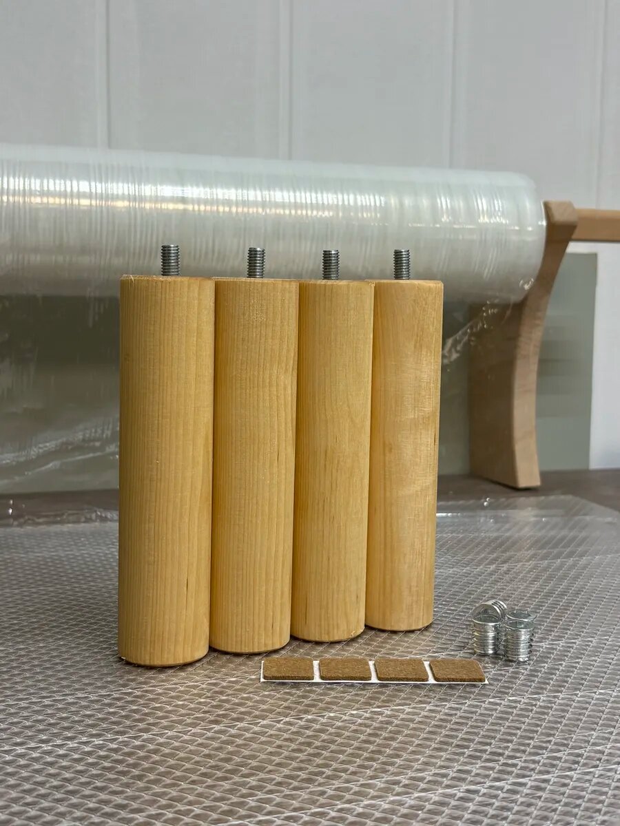 Ножки круглые мебельные 16 см, береза, светлые, обработаны маслом